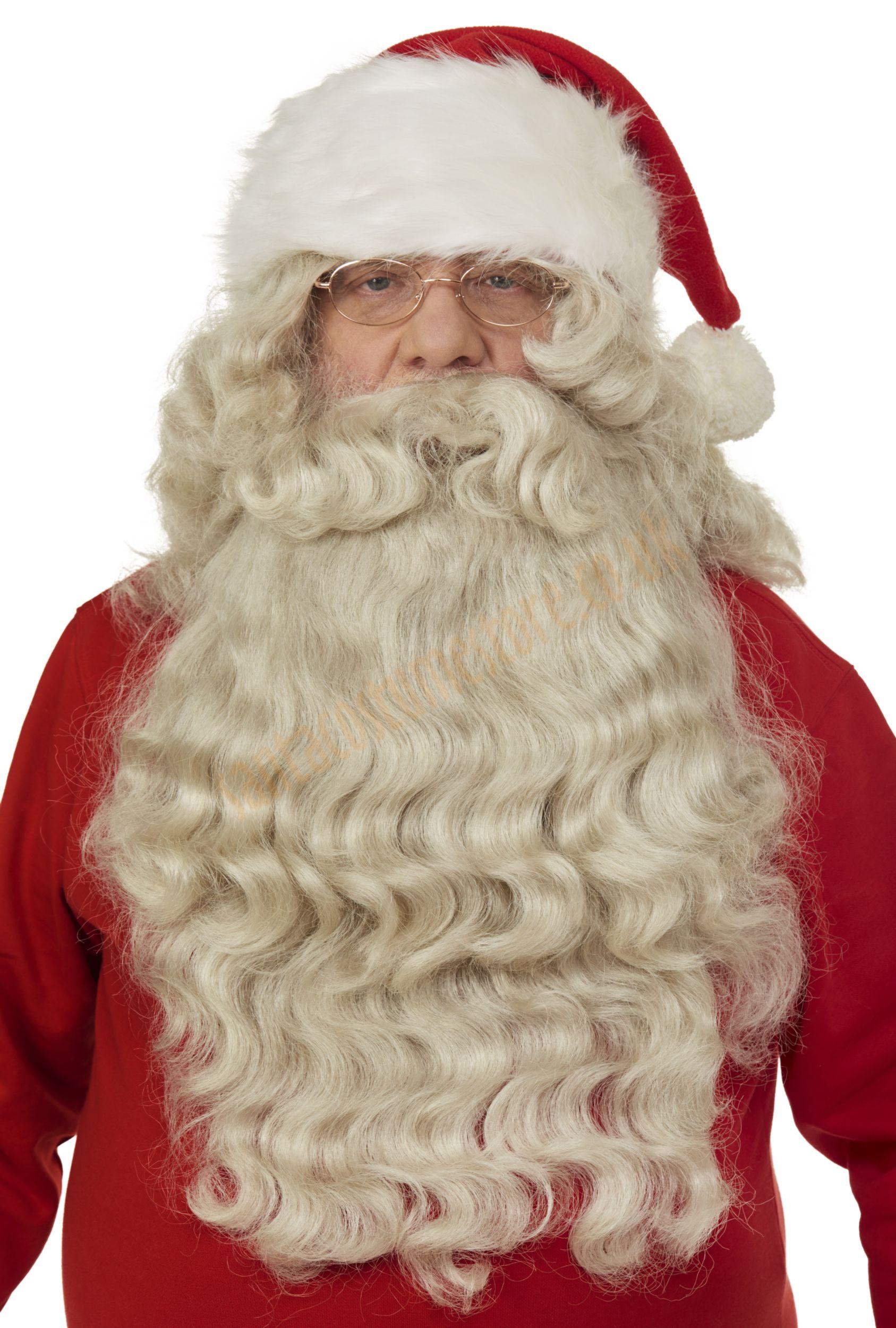Natural Santa beard with wig (19.5"/50 cm) - Santa Suits